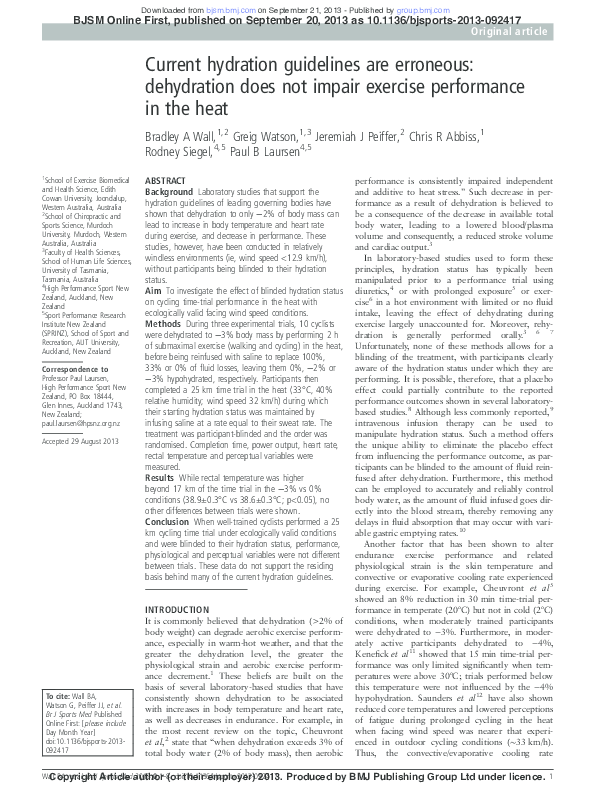 (PDF) Current hydration guidelines are erroneous: dehydration does not ...