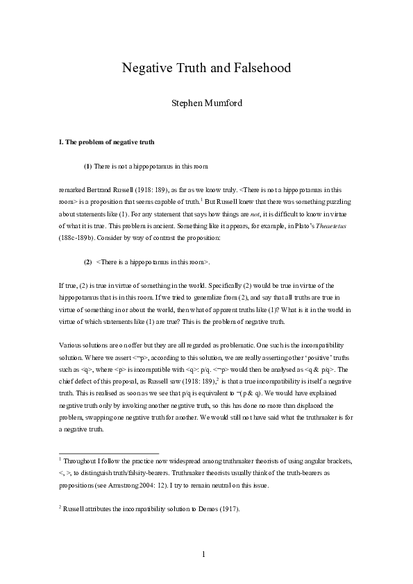 (PDF) Negative truth and falsehood