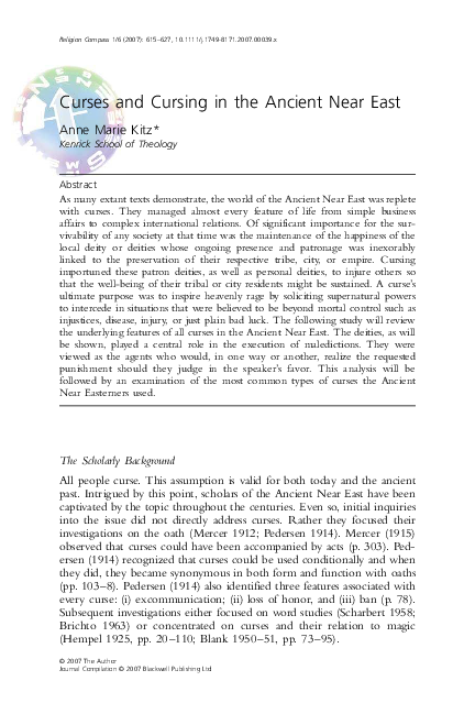 (PDF) Curses and Cursing in the Ancient Near East