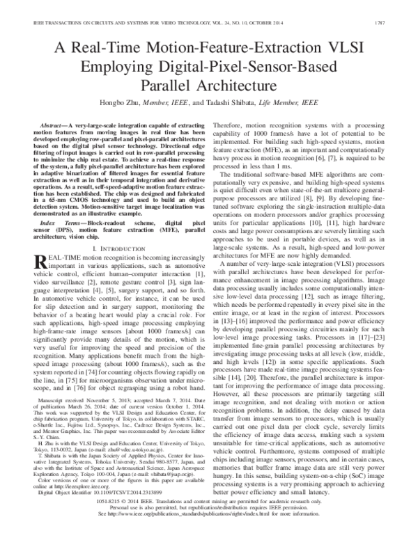 Pdf A Real Time Motion Feature Extraction Vlsi Employing Digital Pixel Sensor Based Parallel