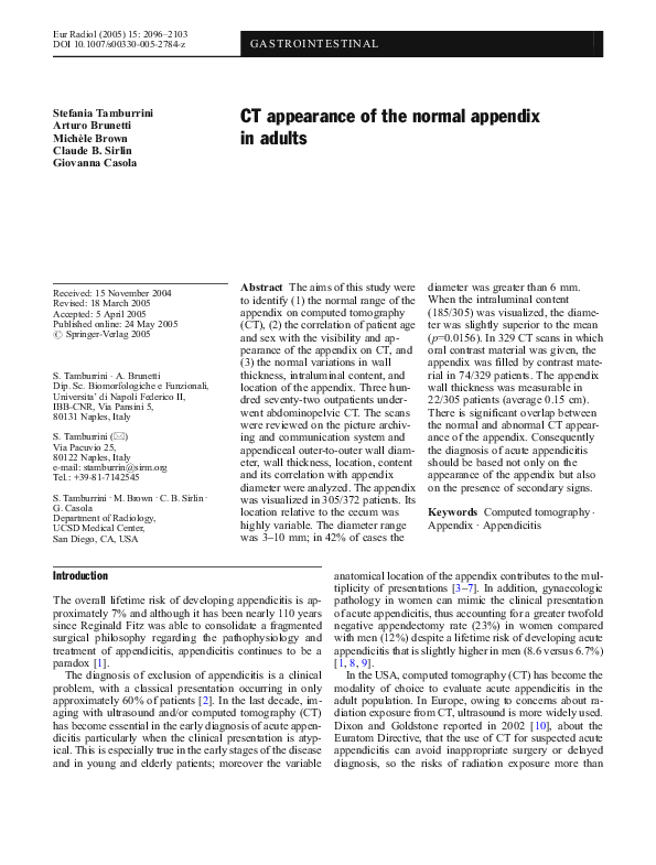 (PDF) CT appearance of the normal appendix in adults