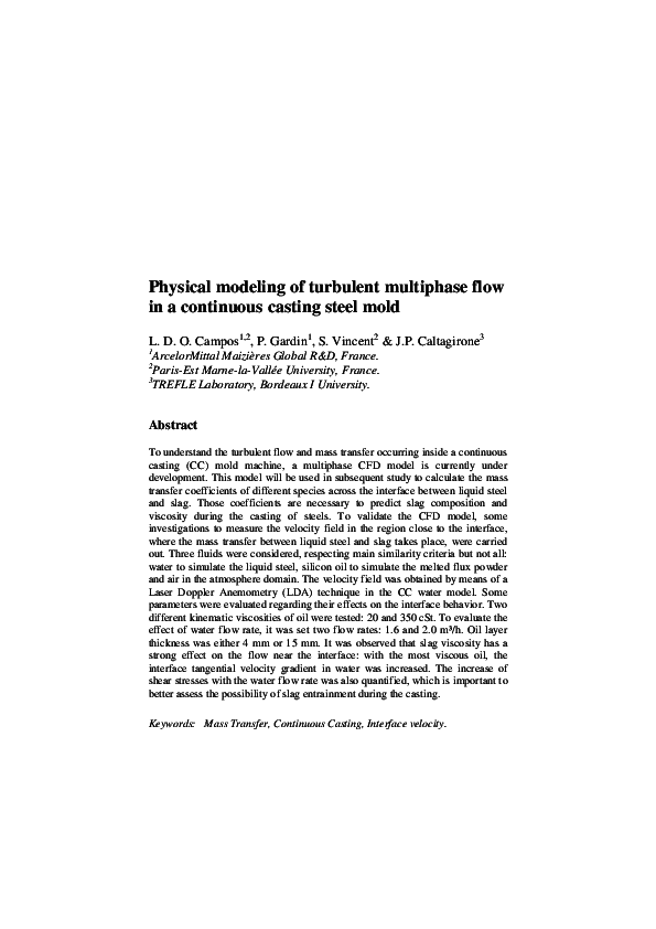Pdf Physical Modeling Of Turbulent Multiphase Flow In A Continuous