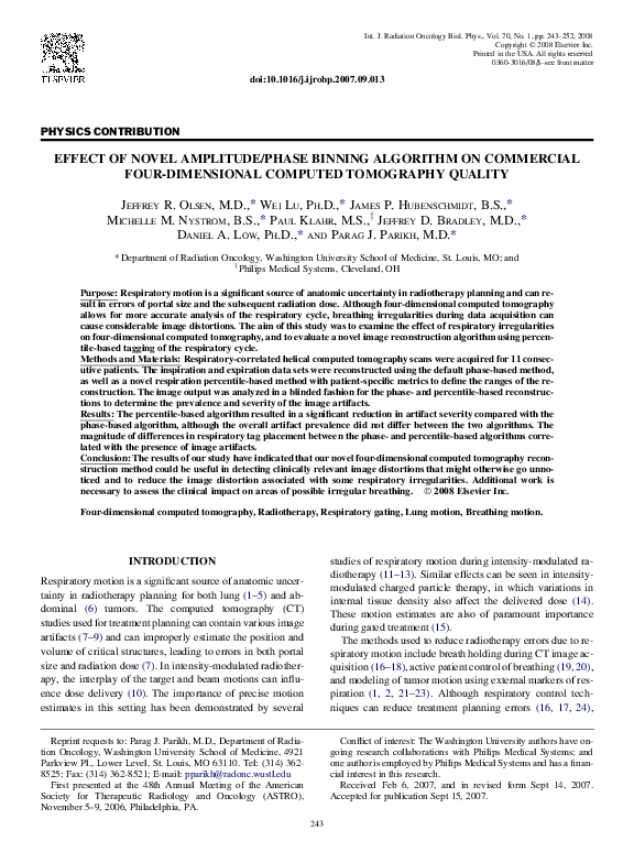 (PDF) Quantitative assessment of four-dimensional CT image acquisition quality | George ...