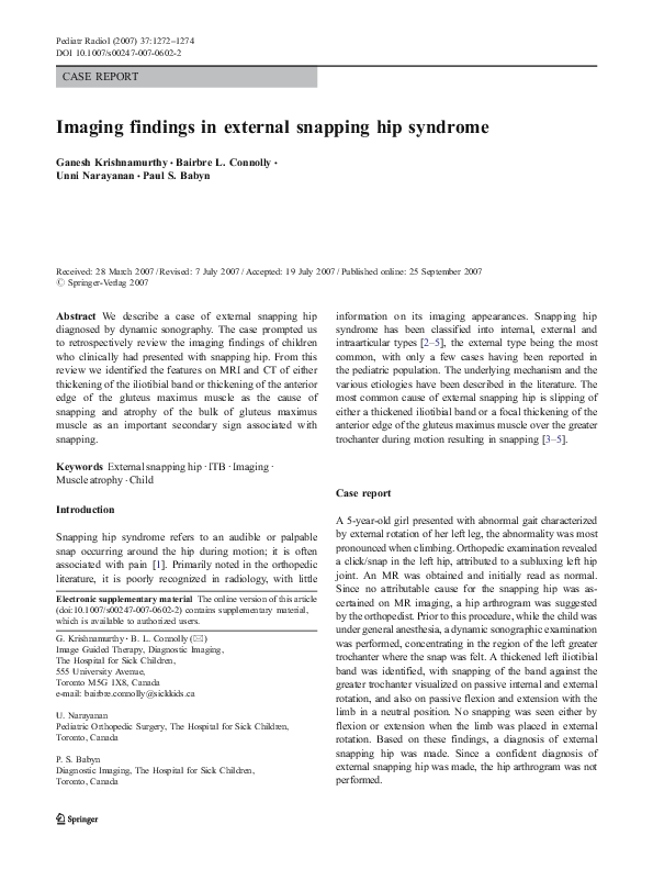 (PDF) Imaging findings in external snapping hip syndrome