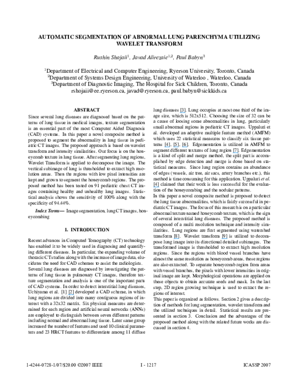 (PDF) Automatic Segmentation of Abnormal Lung Parenchyma Utilizing ... (PDF) Automatic Segmentation of Abnormal Lung Parenchyma Utilizing ...
