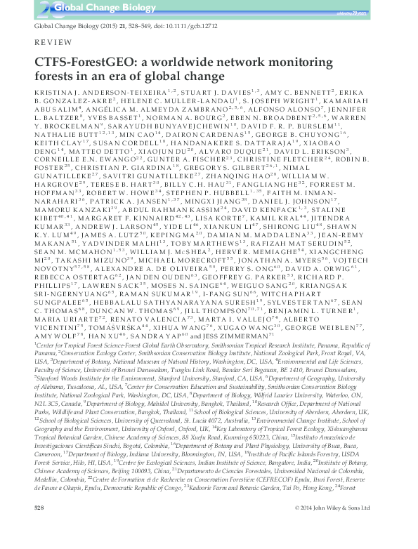 (PDF) CTFS-ForestGEO: a worldwide network monitoring forests in an era of global change