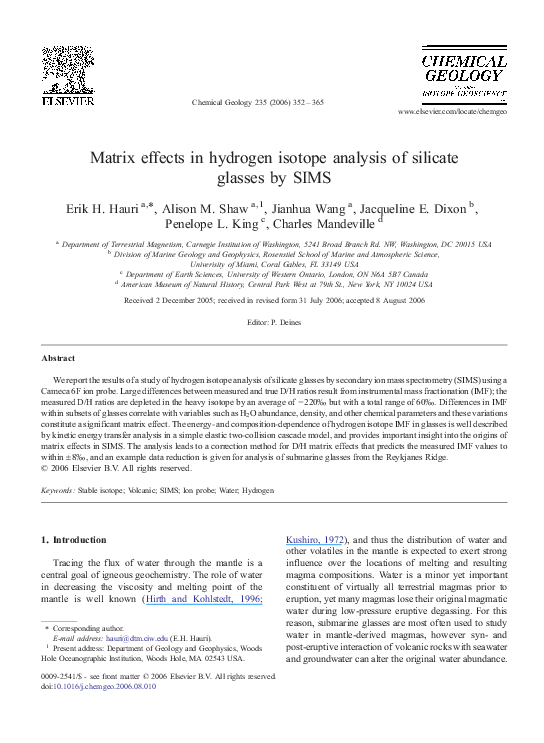 (PDF) Matrix effects in hydrogen isotope analysis
