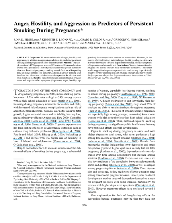 (PDF) Anger, hostility, and aggression as predictors of persistent ...