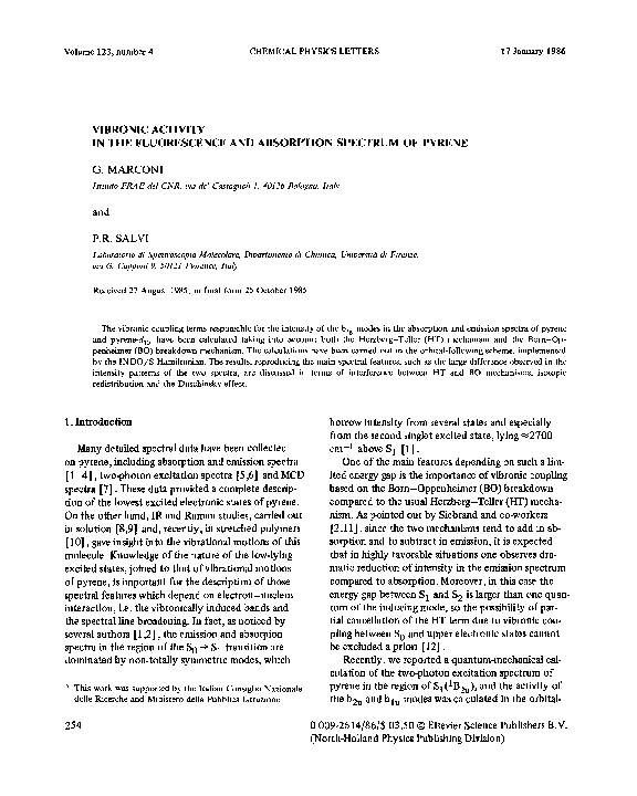 (PDF) Vibronic activity in the fluorescence and absorption spectrum of ...
