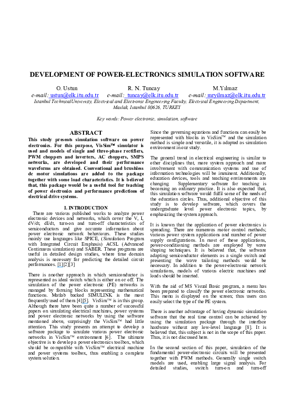 (PDF) Development of Power-Electronics Simulation Software