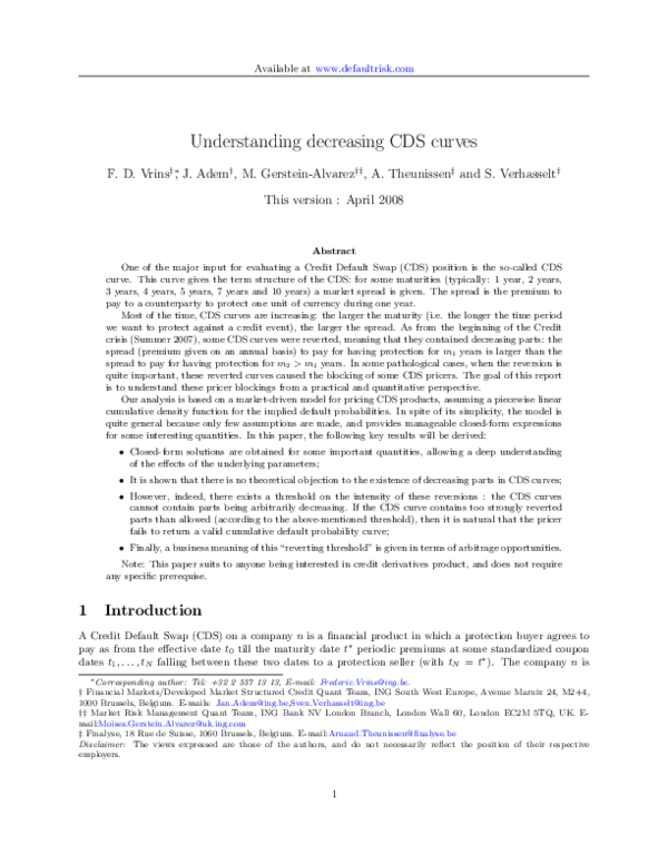 (PDF) Understanding Decreasing CDS Curves