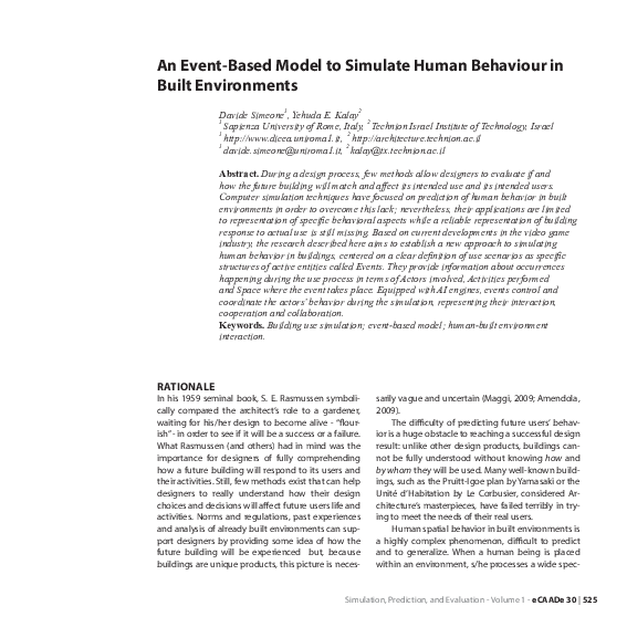 (PDF) An Event-Based Model to Simulate Human Behaviour in Built ...