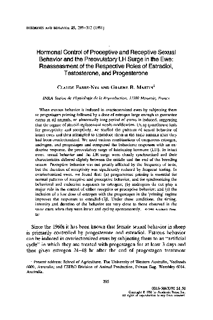 (PDF) Hormonal control of proceptive and receptive sexual behavior and ...