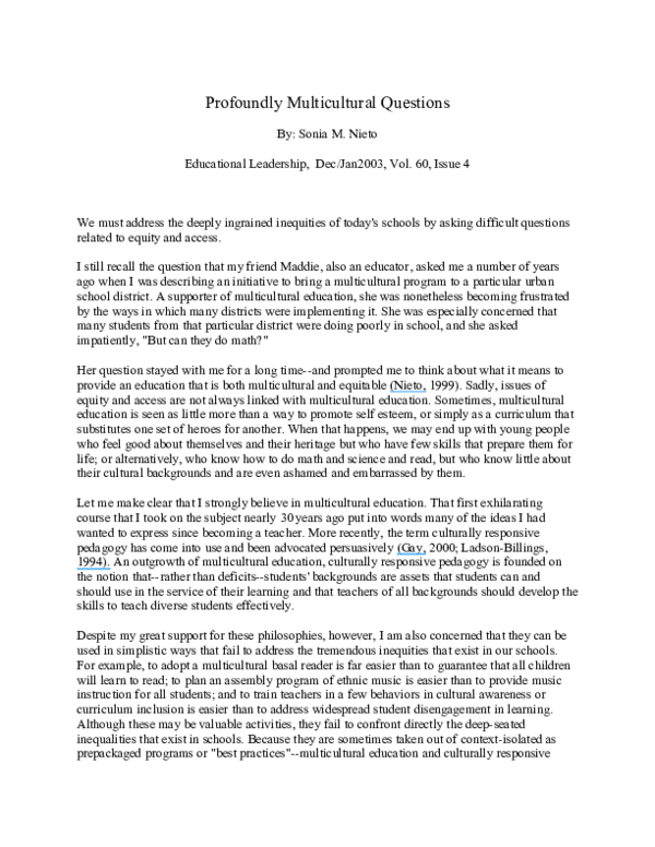 (PDF) Profoundly multicultural questions