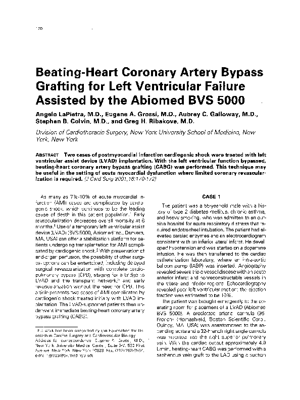 (PDF) Beating-Heart Coronary Artery Bypass Grafting for Left ...