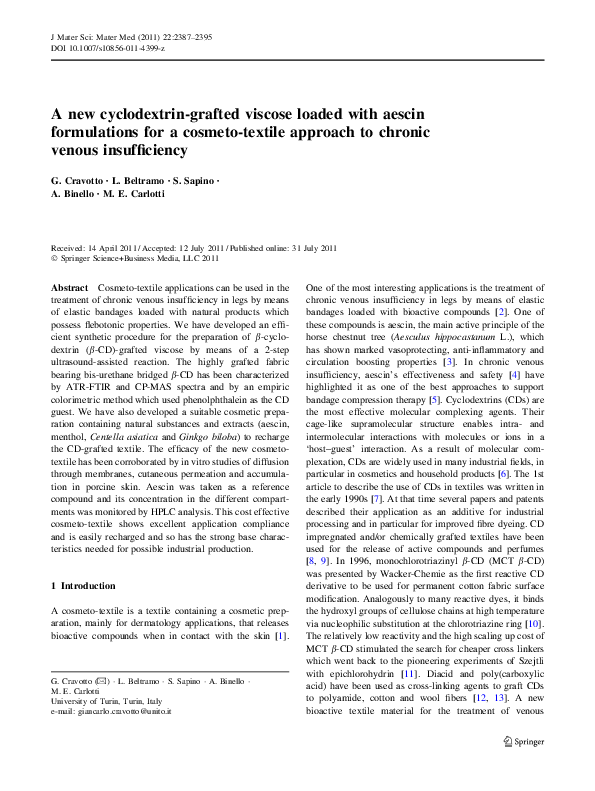 (PDF) A new cyclodextrin-grafted viscose loaded with aescin ...