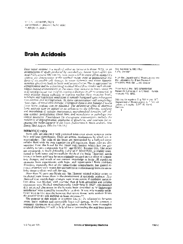 (PDF) Brain acidosis