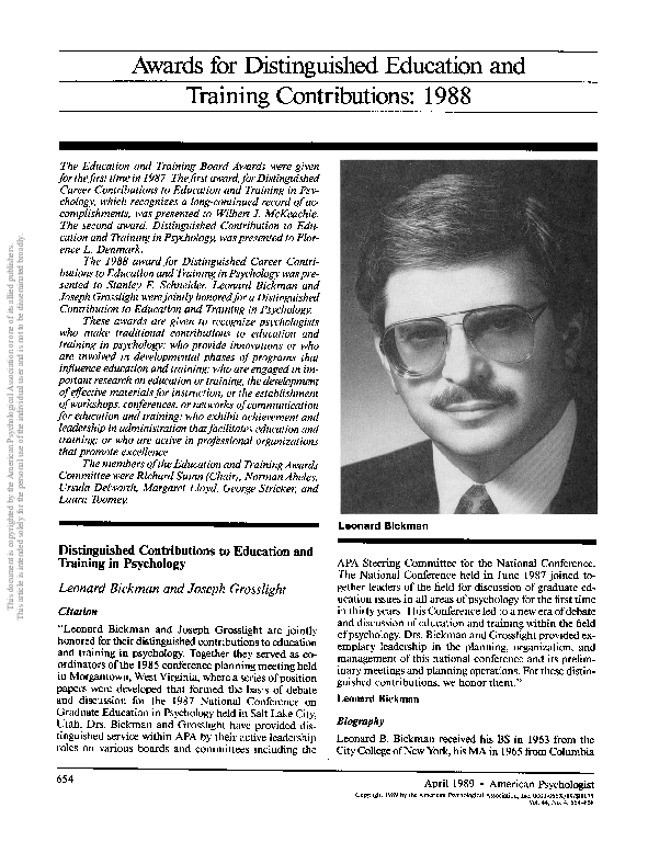 (PDF) Awards for Distinguished Education and Training Contributions ...