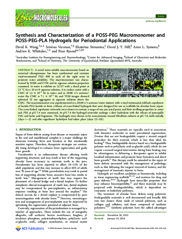 (PDF) Synthesis and Characterization of a POSS-PEG Macromonomer and ...