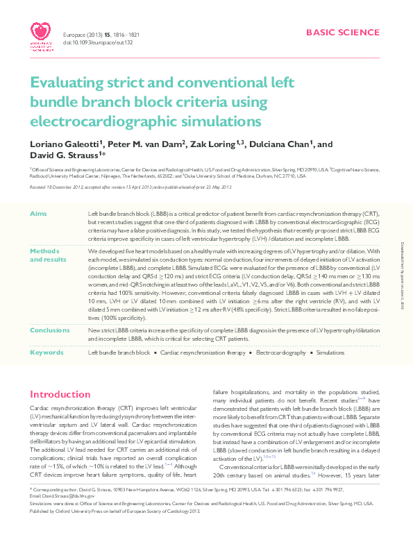 (PDF) Evaluating strict and conventional left bundle branch block ...