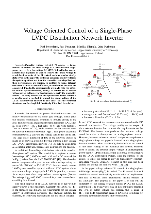 (PDF) Voltage Oriented Control of a Single-Phase LVDC Distribution Network Inverter