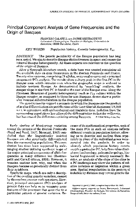 (PDF) Principal component analysis of gene frequencies and the origin ...