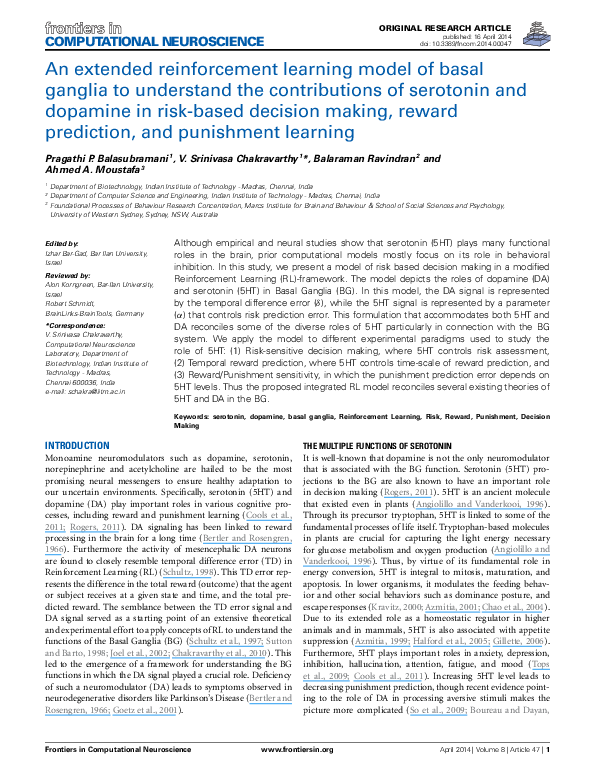 (PDF) An extended reinforcement learning model of basal ganglia to ...