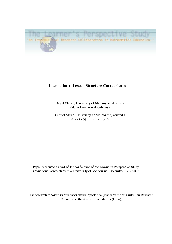 (PDF) International Lesson Structure Comparisons