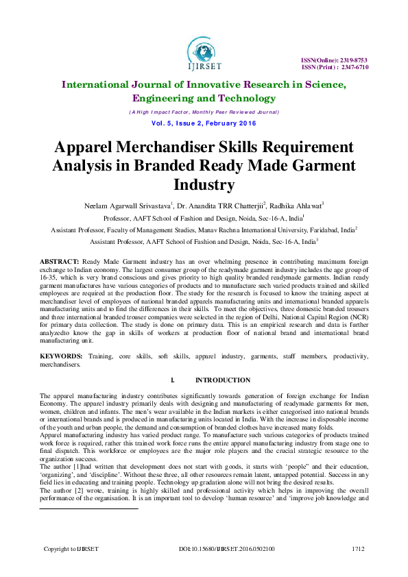 (PDF) Apparel Merchandiser Skills Requirement Analysis in Branded Ready ...