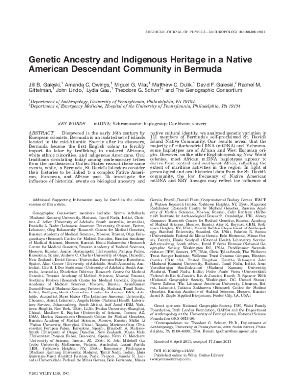 (PDF) Genetic ancestry and indigenous heritage in a Native American ...