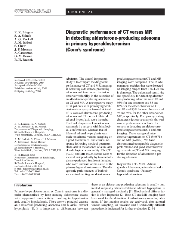 (PDF) Diagnostic performance of CT versus MR in detecting aldosterone ...