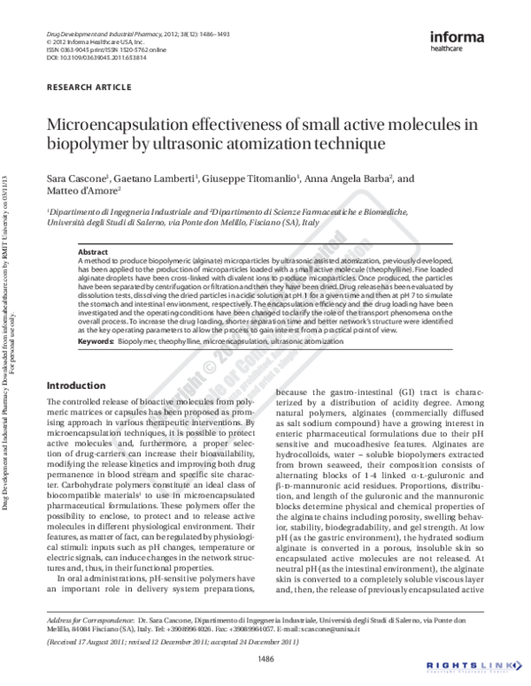 (PDF) Microencapsulation effectiveness of small active molecules in ...