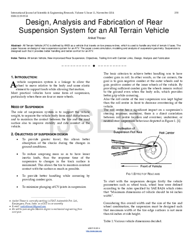 (PDF) A Design, Analysis and Fabrication of Rear Suspension System for ...
