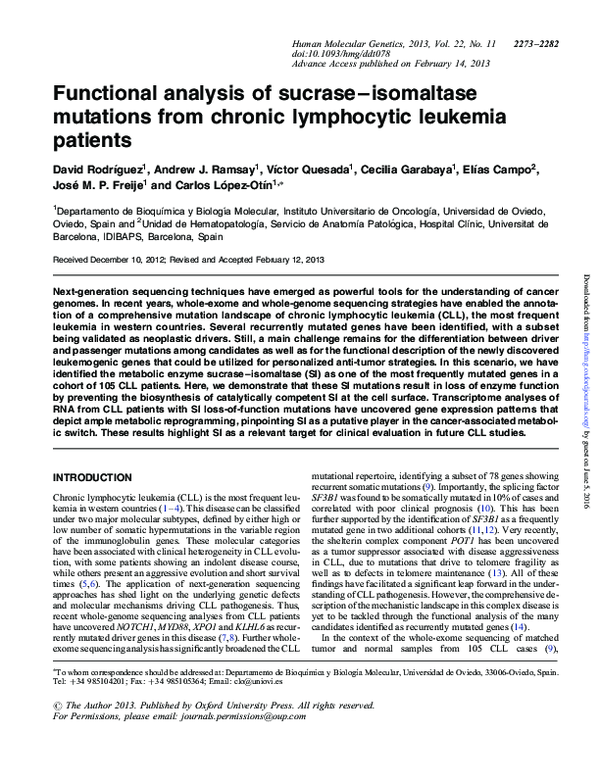 (PDF) Functional analysis of sucrase-isomaltase mutations from chronic ...