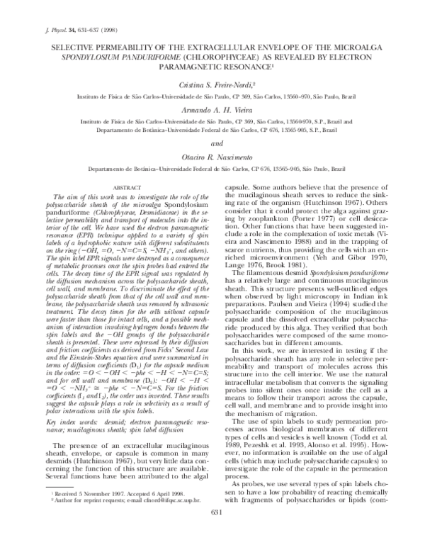 (PDF) Selective Permeability of the Extracellular Envelope of the ...