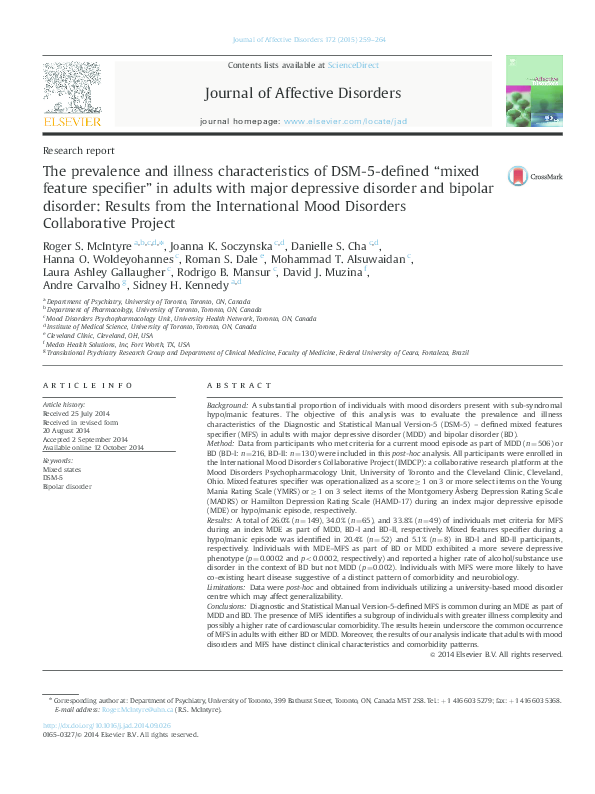 (PDF) The prevalence and illness characteristics of DSM-5-defined ...