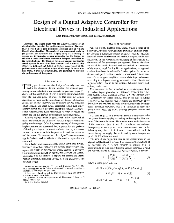 (PDF) Design of a digital adaptive controller for electrical drives in ...