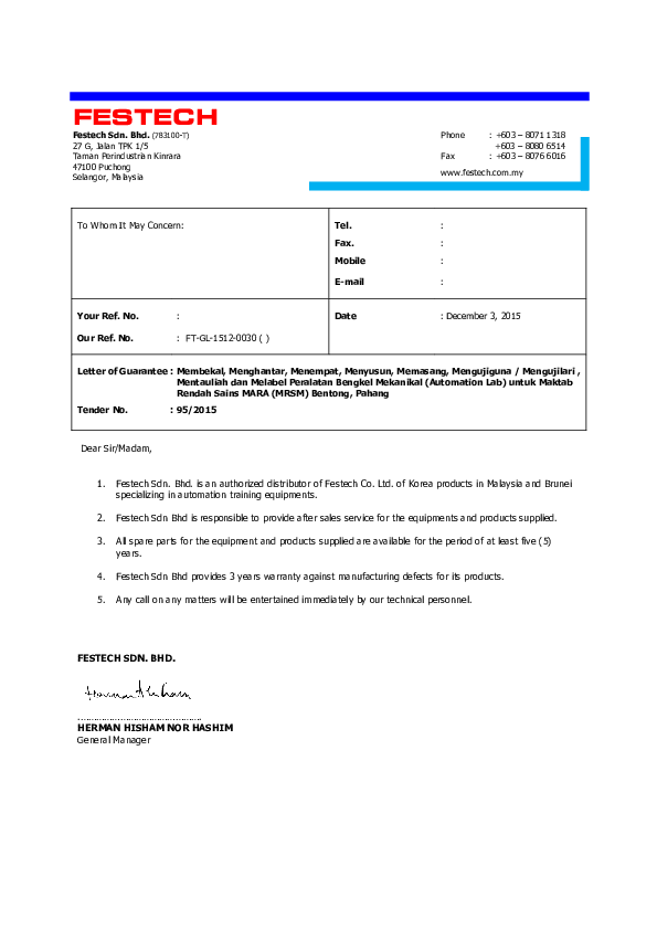 Warranty Letter For Spare Parts | Reviewmotors.co