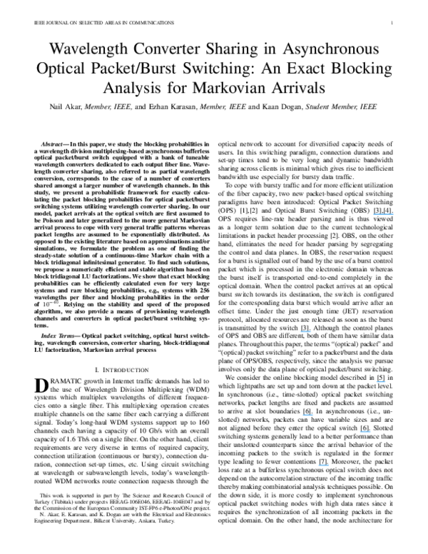 (PDF) Wavelength converter sharing in asynchronous optical packet/burst switching: An exact ...