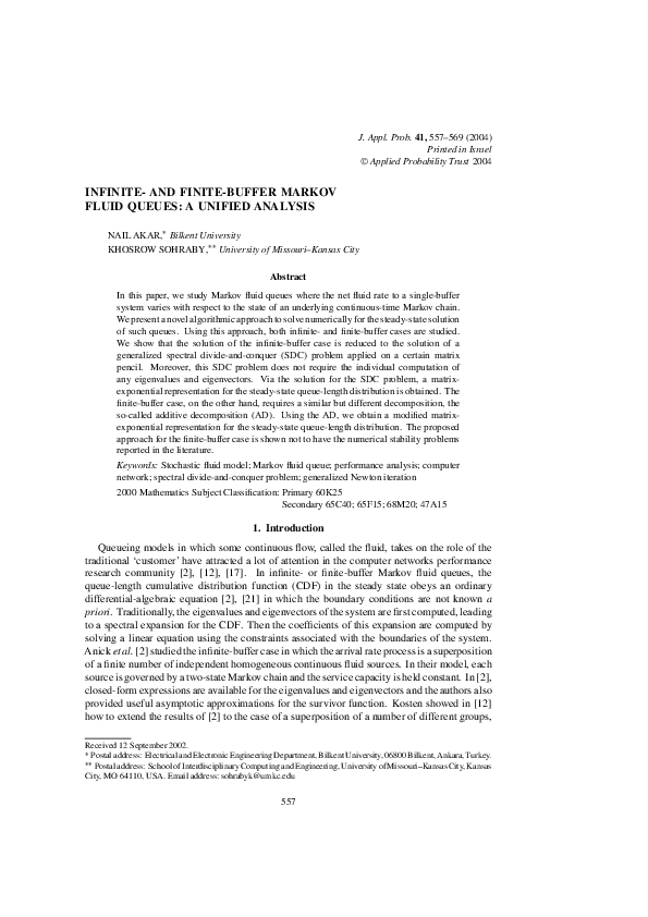 Pdf Infinite And Finite Buffer Markov Fluid Queues A Unified Analysis