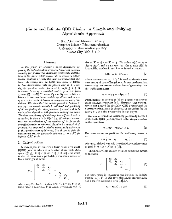 Pdf Finite And Infinite Qbd Chains A Simple And Unifying Algorithmic