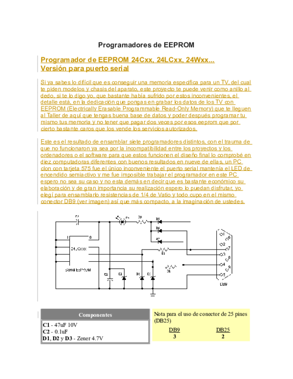 (DOC) Programadores de EEPROM Programador de EEPROM 24Cxx, 24LCxx ...