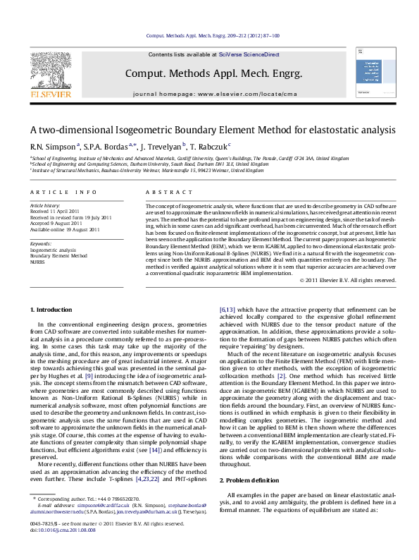 (PDF) A two-dimensional isogeometric boundary element method for linear elastic fracture