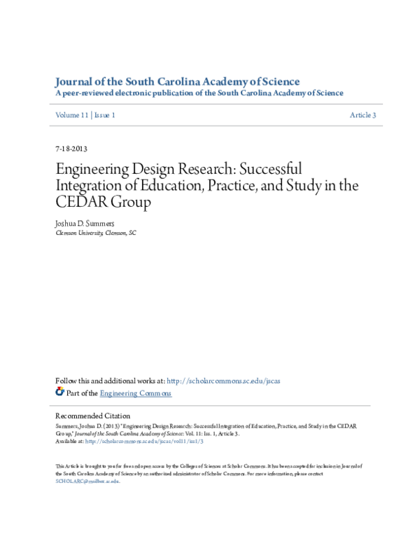 (PDF) Engineering Design Research: Successful Integration of Education ...