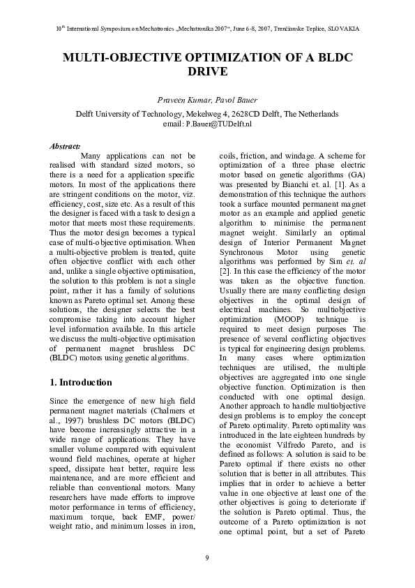 (PDF) Multi-objective optimization of a BLDC drive
