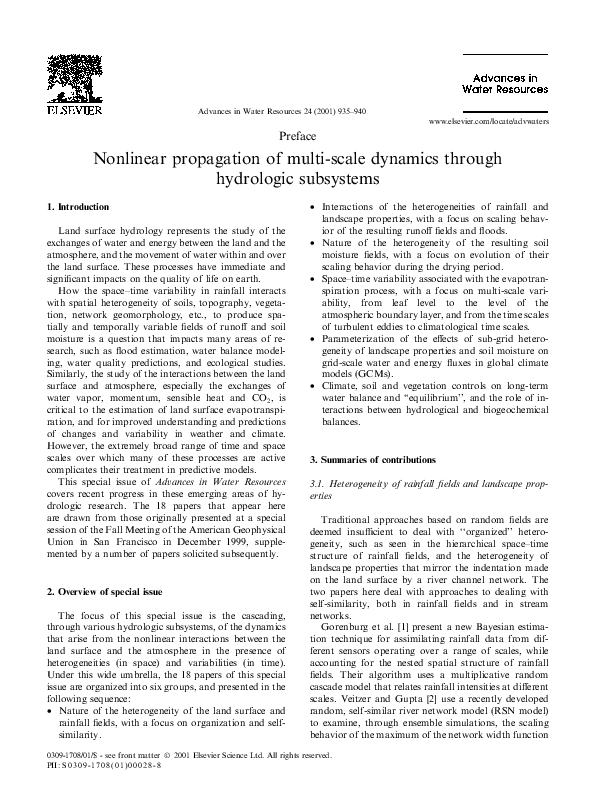 (PDF) Nonlinear propagation of multi-scale dynamics through hydrologic subsystems