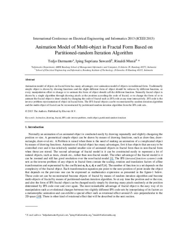 Pdf Animation Model Of Multi Object In Fractal Form Based On