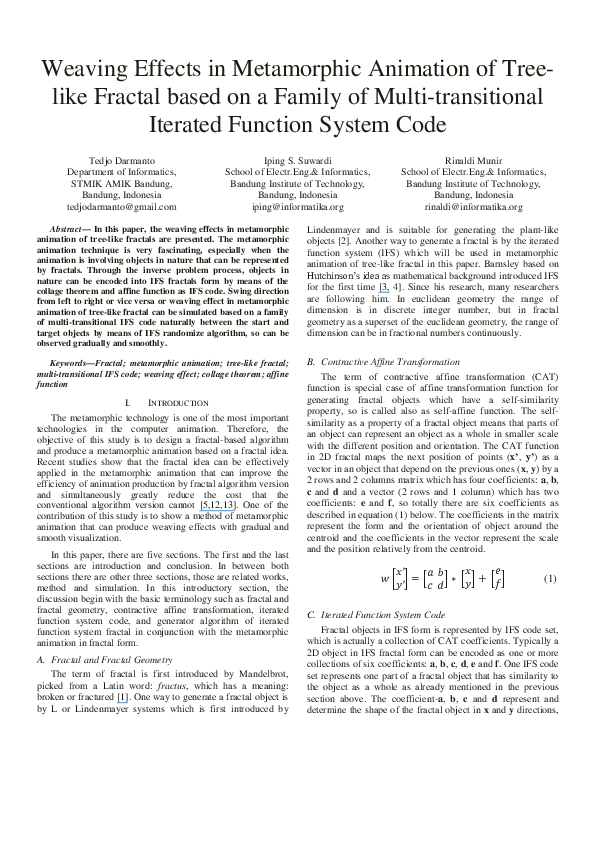 Pdf Weaving Effects In Metamorphic Animation Of Treelike Fractal