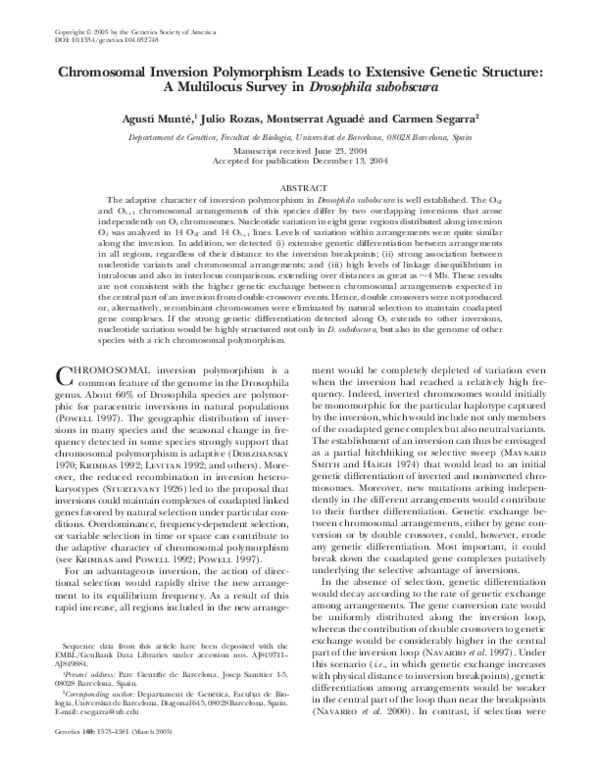 (PDF) Chromosomal Inversion Polymorphism Leads to Extensive Genetic ...