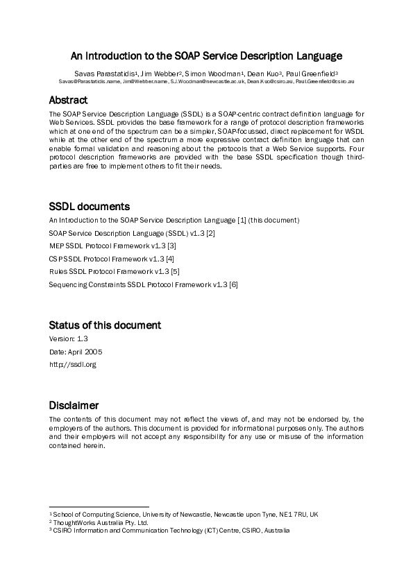 (PDF) An introduction to the SOAP service description language